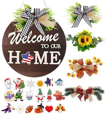 Amazon.com: Interchangeable Welcome Sign for Front Door with 18 ...