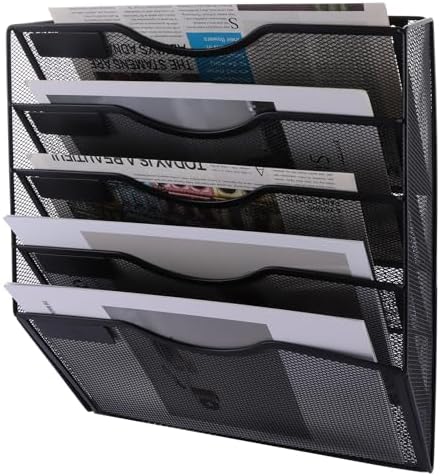 ASelected 5 Tier Wall File Holder Organiser,Paper Magazine Storage Rack ...