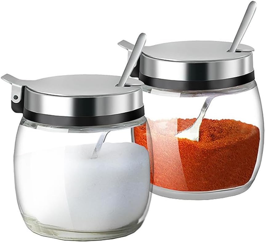 Amazon.com: Hewnda 2Pcs Sugar Salt Container Set,8 oz glass jar with ...