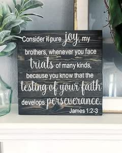 Amazon.com: Fprqlyze James 1:2-3 Pallet Sign Scripture Signs Consider ...