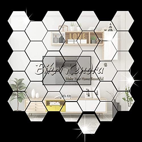 Buy Wall1ders Hexagon 30 Silver 10 Butterfly Hexagon Mirror Wall ...