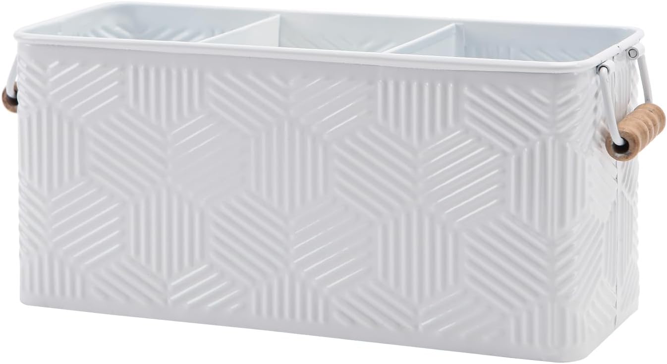 Amazon.com: NIKKY HOME Farmhouse White Silverware Organizer with 3 ...