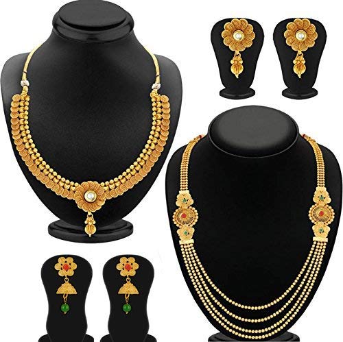 Buy APARA Gold Copper Traditional Ball Chain and Jalebi Design Combo ...