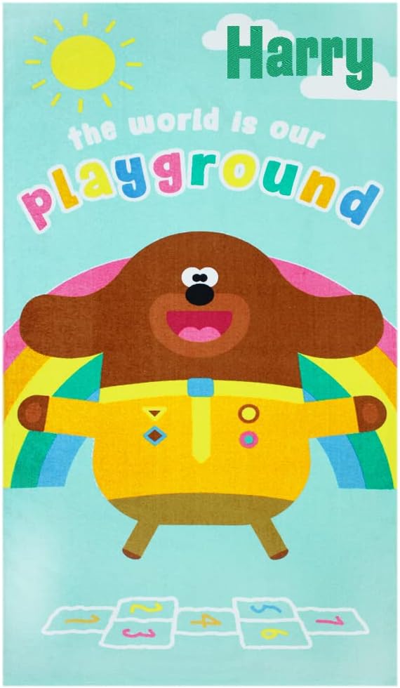TeddyT's Personalised Hey Duggee Beach Towel : Amazon.co.uk: Home & Kitchen