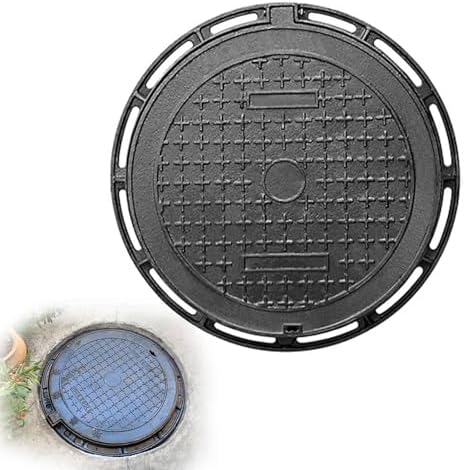 Metal Inspection Cover with Frame Round Manhole Lid for Driveways Yards ...