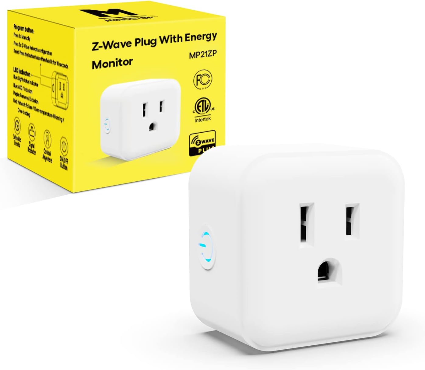 Minoston Z-Wave Plug with Energy Monitoring, Z-Wave Plus Mini Outlet ...