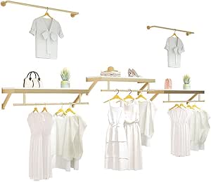 Amazon.com: Wall-Mounted Metal Clothing Rack, Golden Iron Art Retail ...