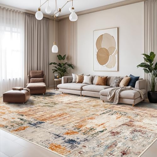 Amazon.com: Puino Abstract 10x14 Washable Rug: Modern Non Slip Area Rug ...