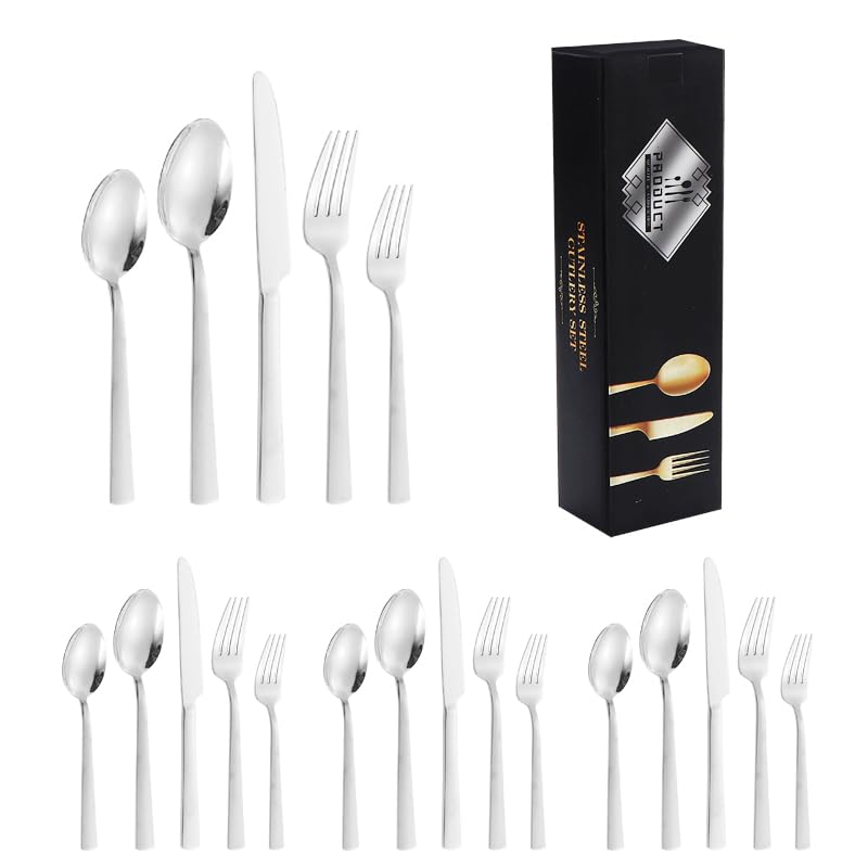 Amazon.com: 20-piece Luxury Stainless Steel Flatware Set for Home, 4 ...