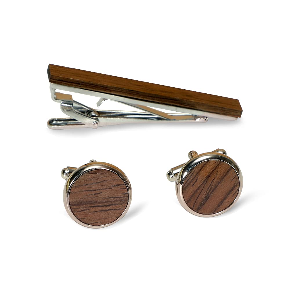 Amazon.com: Wood Tie Clip and Cufflink Sets for Men, 2 inch Tie Clips ...