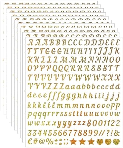 Amazon.com: 12 Sheets 0.5 inch Small Letter Sticker, Golden Vinyl Self ...