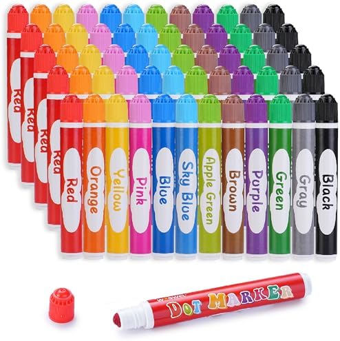 Amazon.com: 60 Pack Dot Markers, 12 Assorted Colors, 5 Sets x 12 Colors ...