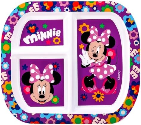 Minnie Mouse Childrens Divided Sections Dinner Plate, 3 Sections, Pink ...