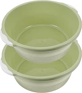 Beaupretty Plastic Wash Basin, 2pcs Round Dish Pan Stackable Camping ...
