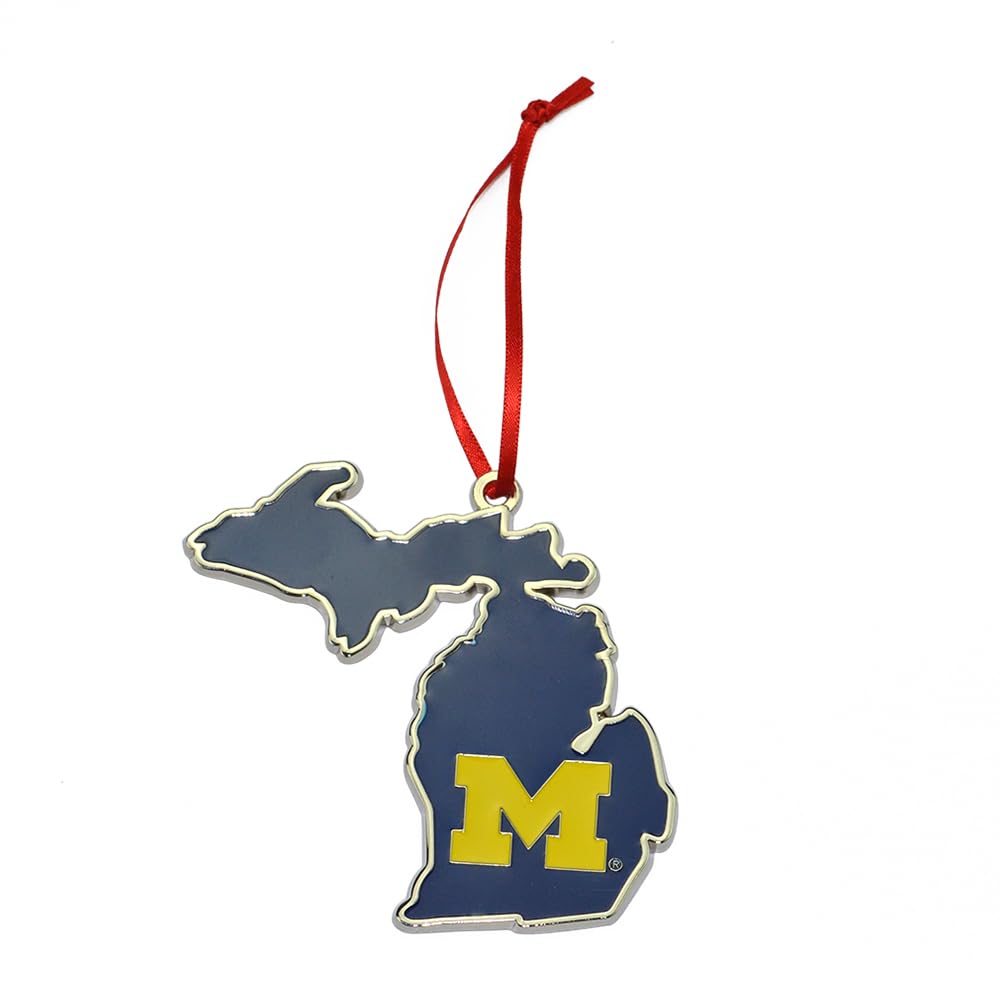 Amazon.com: Michigan Wolverines State Shape Metal Christmas Ornament ...