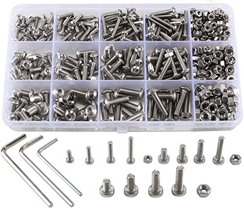 Allen Key Bolts KINDPMA 500Pcs Bolts and Nuts Set Hex Socket Head Cap ...