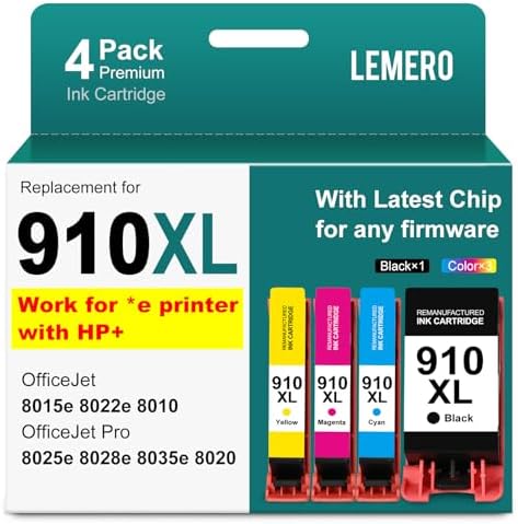 Amazon.com: LEMERO UEXPECT 910XL Ink Cartridges Combo Pack for HP 910 ...