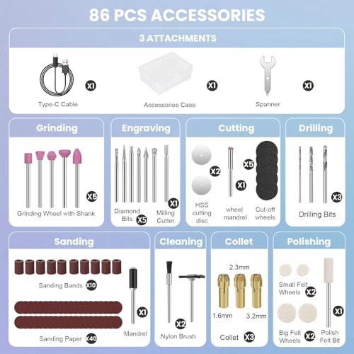 Snapklik.com : HARDELL Mini Cordless Rotary Tool, 5-Speed Rotary Tool Kit