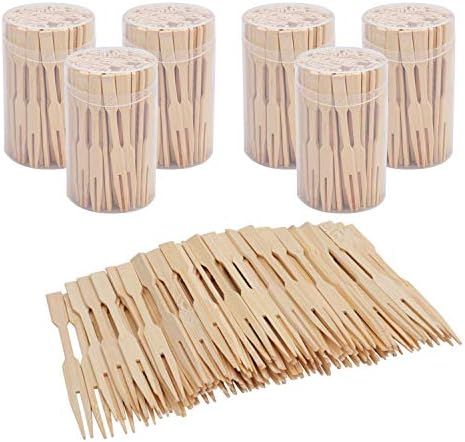 Amazon.com | 200 Pcs Bamboo Forks 3.5 inch, Wooden Appetizer Forks Mini ...