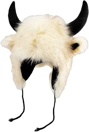 Amazon.com: Faux Fur Trooper Hat for Women Men Furry Buffalo Hat with ...