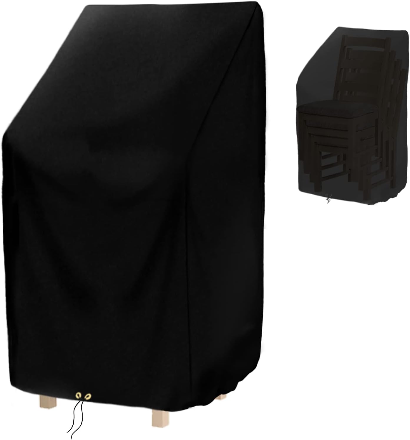 Woodside Black Outdoor Garden Stacking Chair Cover 0.66m x 0.66m x 1 ...