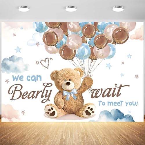 Amazon.com : 10x8ft We Can Bearly Wait Backdrop Bear Baby Shower ...