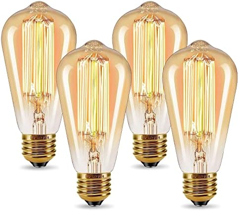 LED Dimmable Edison Light Bulbs 4W, 2200K-2400K Warm White (Amber Glass ...