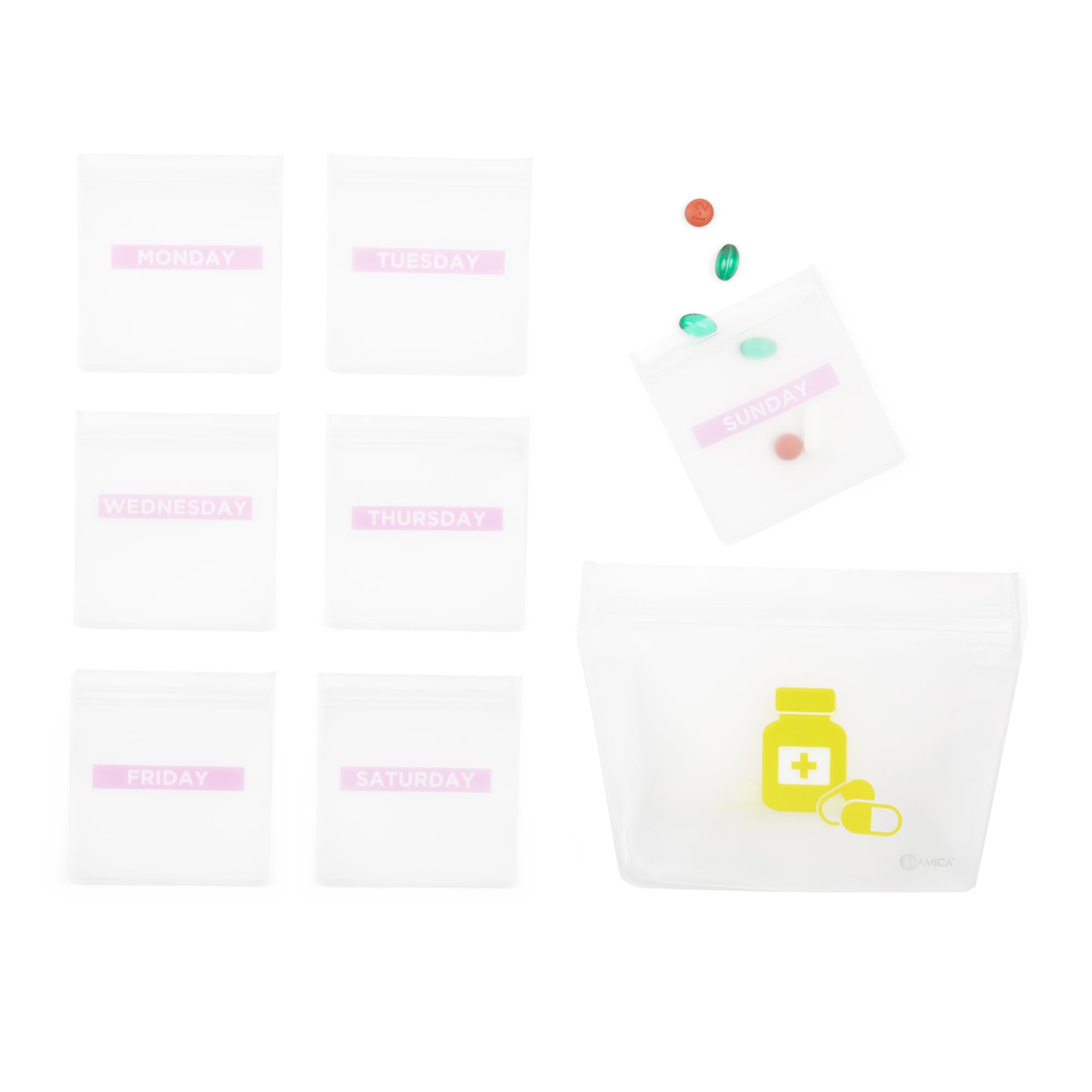 Amazon.com: Miamica Lime Pill Pouch Set of 8, 1 Large Exterior Pouch ...