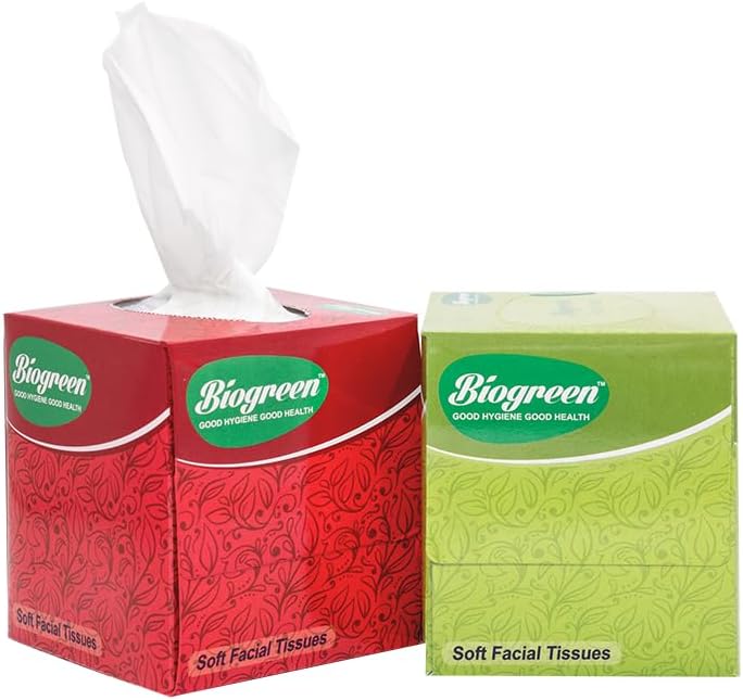 Biogreen Soft Facial/Face Tissues, 2 Ply 80 Pulls Each Box - Pack of 2 ...