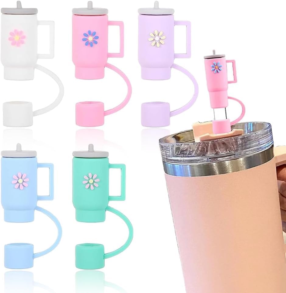 5PCS Straw Cover Cap for Stanley Cup, Silicone Straw Topper Compatible ...