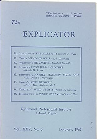 The Explicator Magazine January 1967: Various: Amazon.com: Books