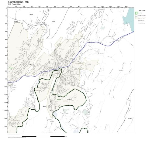 ZIP Code Wall Map of Cumberland, MD ZIP Code Map Laminated: Amazon.com ...