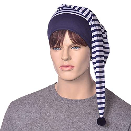 Amazon.com: Night cap Blue Midnight Navy White Stripes Stocking ...