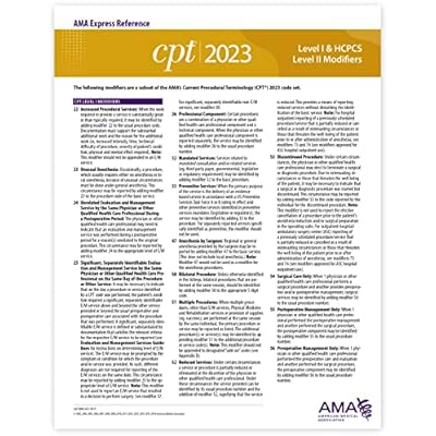 Buy CPT and HCPCS Level II 2023 Express Reference Coding Card Modifiers ...