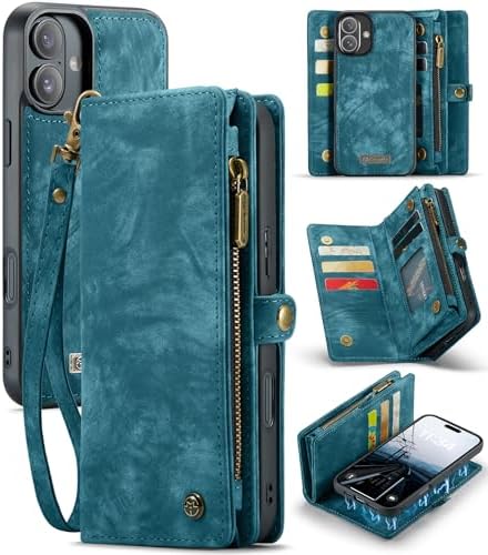 Kowauri Wallet Case for iPhone 16, Zipper Purse Folio Leather Wallet ...
