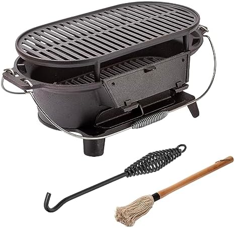 Amazon.com: LOLE Portable Grill- Cast Iron Charcoal BBQ - Complete with ...