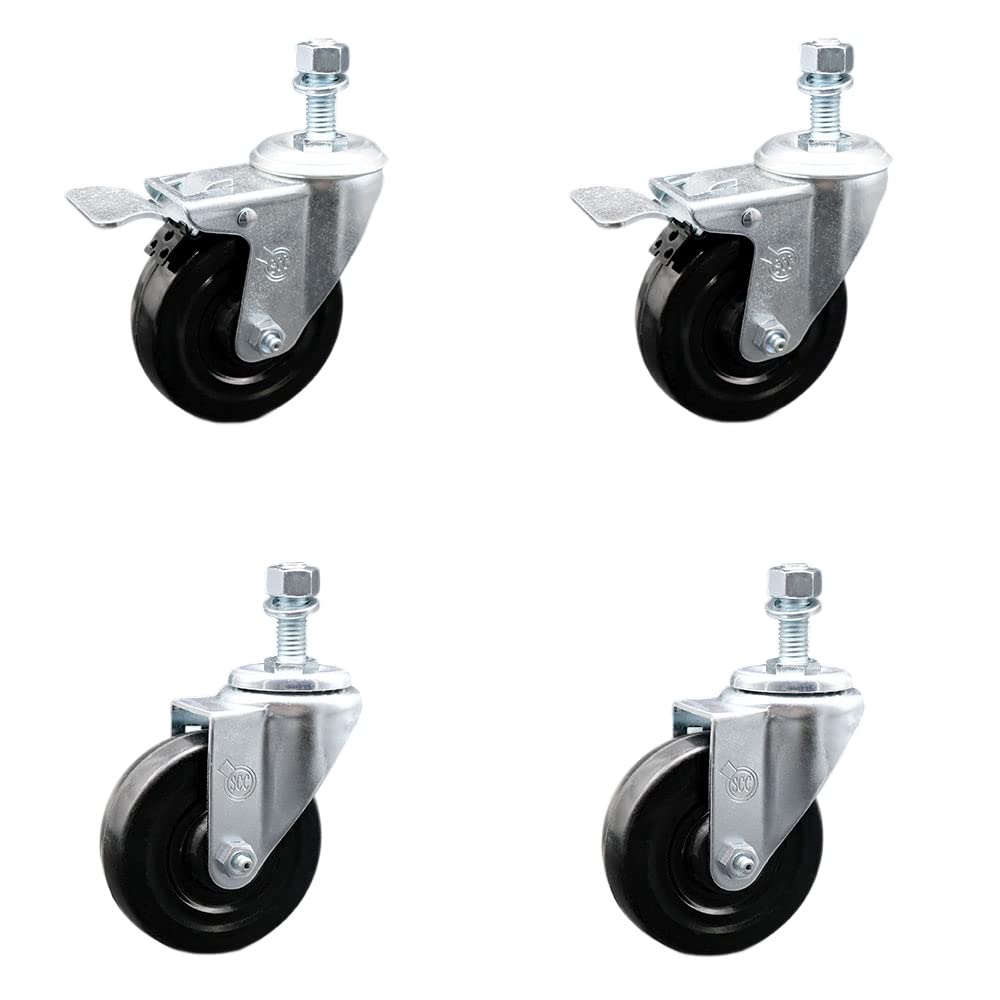 Amazon.com: Hard Rubber Swivel Threaded Stem Caster Set of 4 w/4" x 1. ...