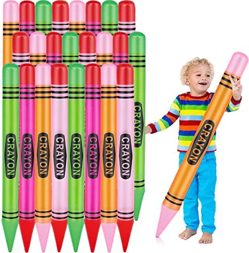 Amazon.com: Glimin 24 Pcs Neon Inflatable Crayons 41.34" Giant Crayon ...