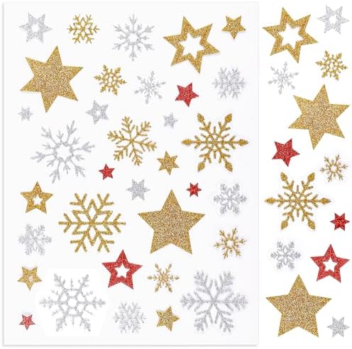 5 Sheets Christmas Stickers Glitter Merry Christmas Stickers for ...