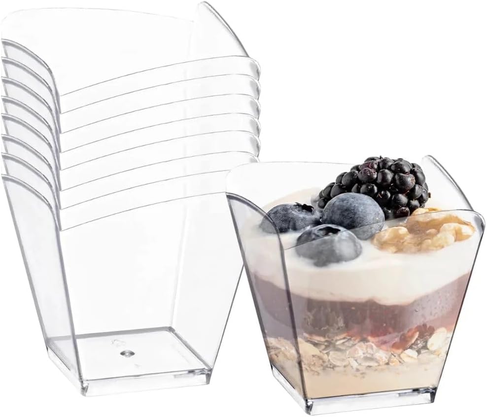 Amazon.com: Clear Mini Square Plastic Cups - 3.5 oz (Pack of 12 ...