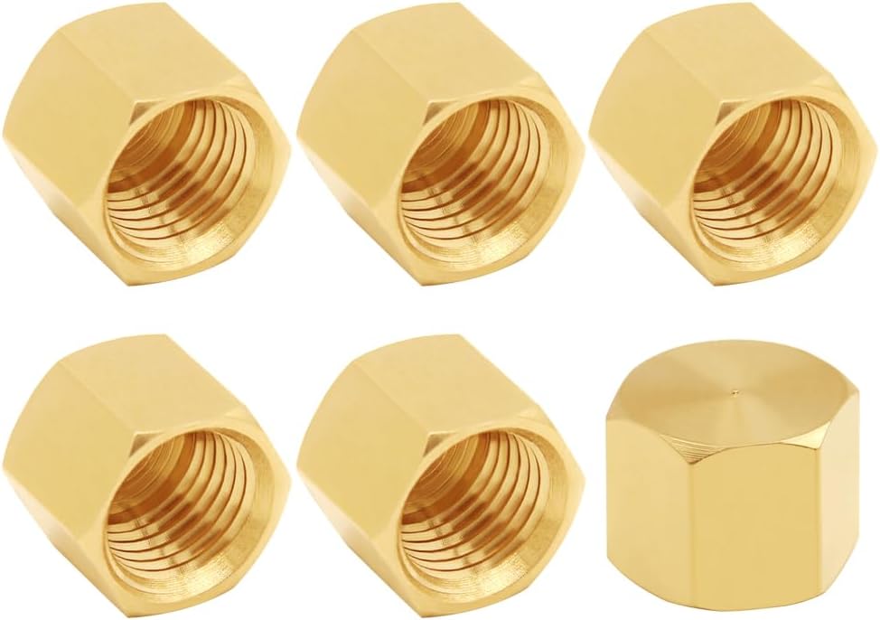Amazon.com: Uenede 6PCS Brass 1/4 Inch NPT Caps Outer Hex 1/4" NPT ...