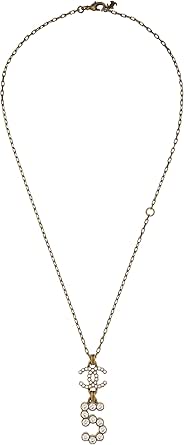 Amazon.com: Chanel, Pre-loved Gold Crystal 'CC' No. 5 Necklace, Gold ...