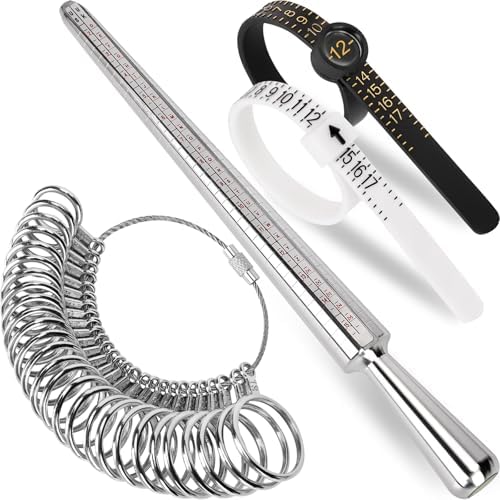 Metal Ring Sizer Measuring Tool Set, Ring Gauges with Finger Sizer ...