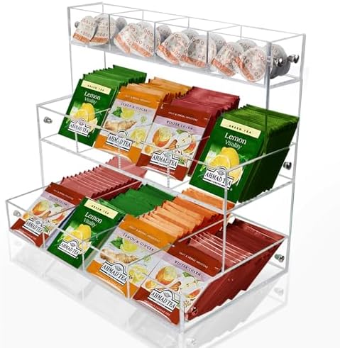 Amazon.com: Acrylic Tea Bag Organizer and Storage Holder - 3 Layer ...