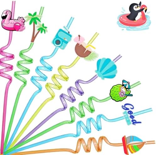 Amazon.com: 24Pcs Drinking Straws, Pool Party Decorations Supplies ...