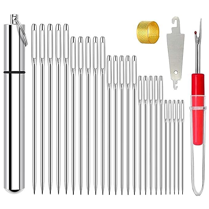 Trexee 25pcs Sewing Embroidery Needle Set | Embroidery Kit Large Eye ...