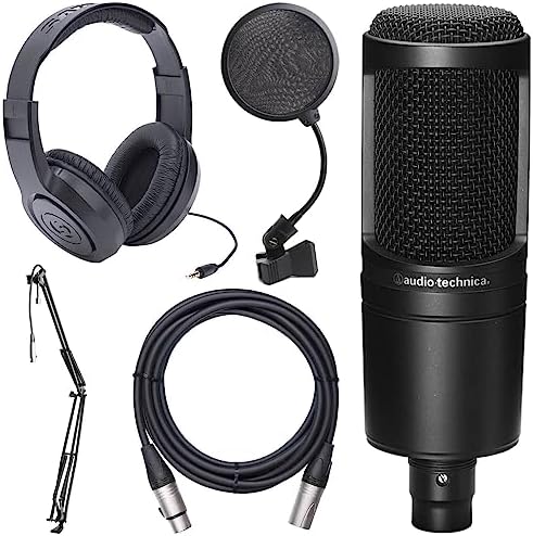 Audio-Technica AT2020 Cardioid Condenser Studio XLR Microphone Black ...