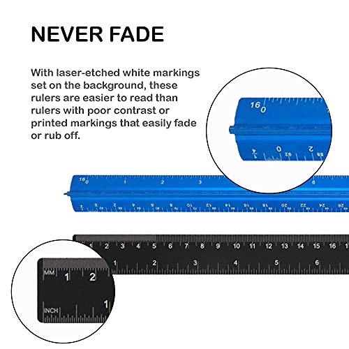 Snapklik.com : Set Of 3 Aluminum Engineering Scale Metal Ruler Set ...