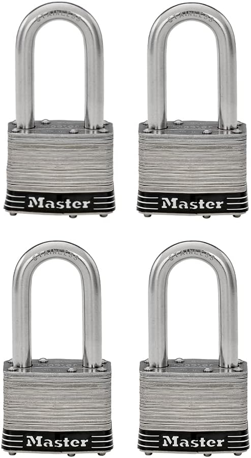 Master Lock 1SSQLF Stainless Steel Outdoor Padlock with Key, 4 Pack ...