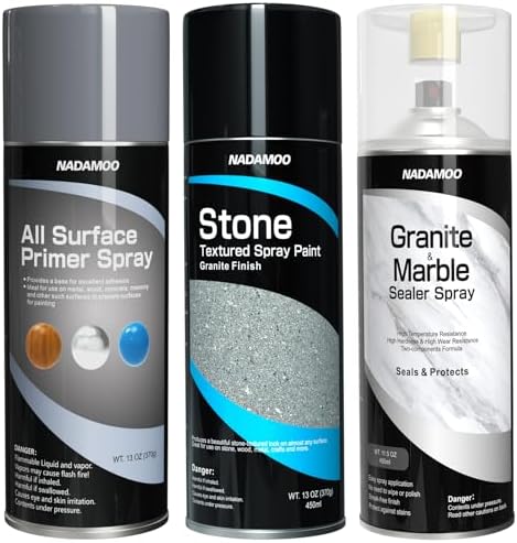 NADAMOO Gray Primer Spray + Stone Texture Spray + Countertop Sealer ...
